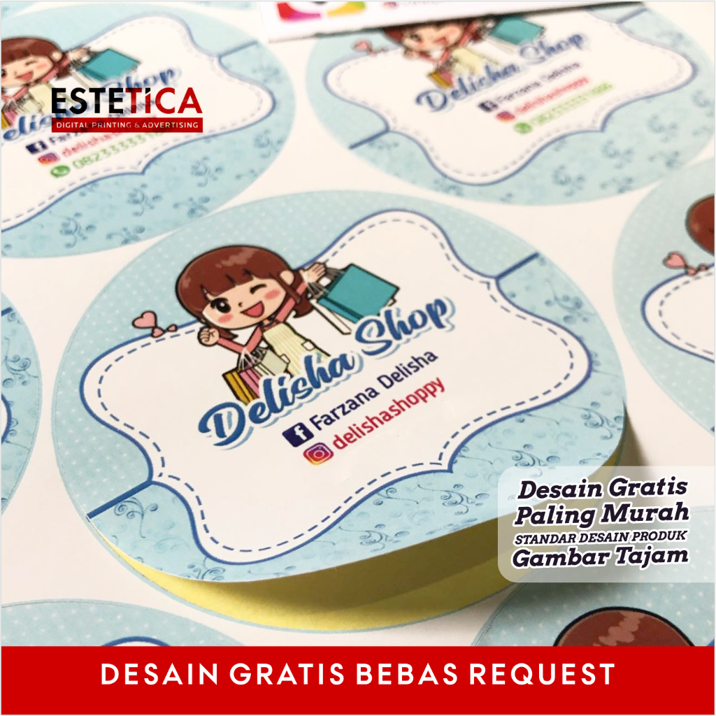 Jual Cetak print Sticker Stiker Label Produk Stiker Kemasan logo sosmed ...