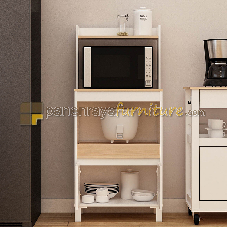 Jual Rak Microwave Korea Kitchen Rack White SM Pro Oak 60x40x135 ...