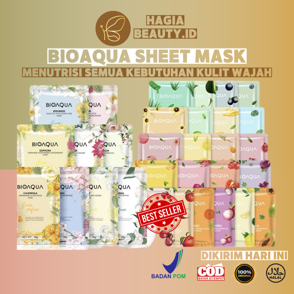 Jual GROSIR - SHEET MASK BIOAQUA BUNGA , CENTELLA - BIOAQUA MASKER ...