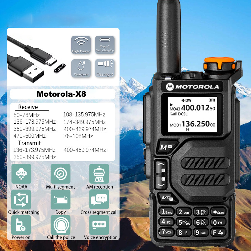 Jual HT Motorola X8 Walkie Talkie 10Watt AM/FM 5500mAh Dual Band VHF ...