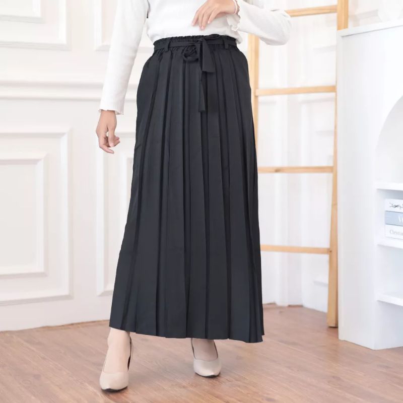 Jual ROK PLISKET SEMI WOLL ROK KERJA PINGGANG KARET ROK KANTOR ROK GURU PINGGANG KARET ROK KERJA ...