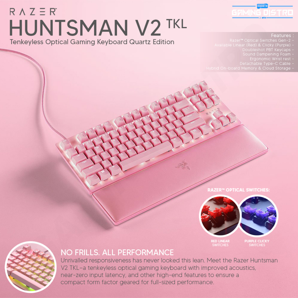 Jual Keyboard Gaming Razer Huntsman V2 Optical TKL Quartz Edition ...