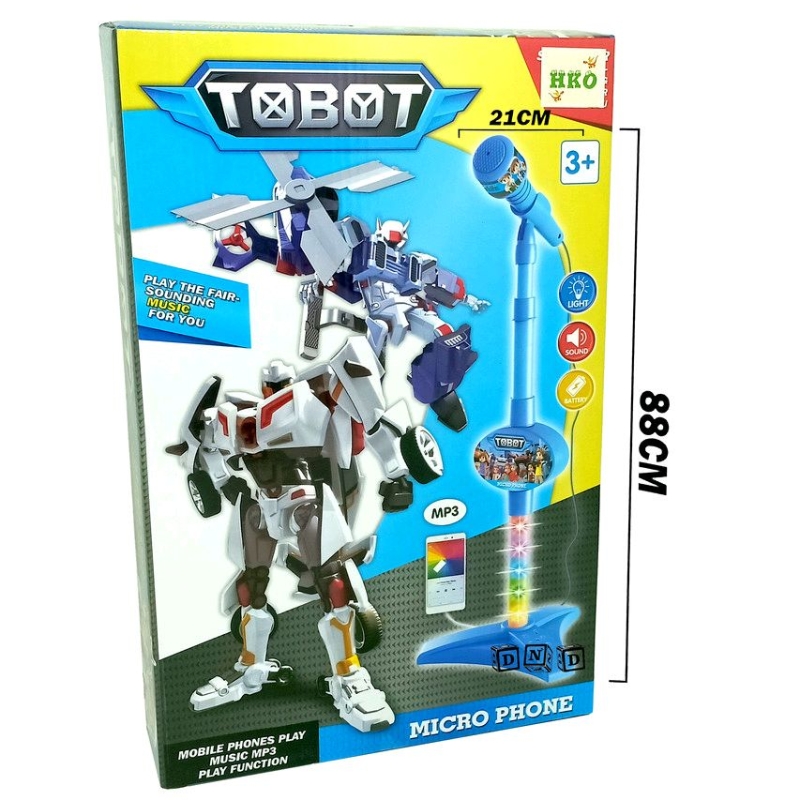 Jual Mainan Anak Microphone Single Mic Tobot Robot Biru Karaoke Nyanyi ...