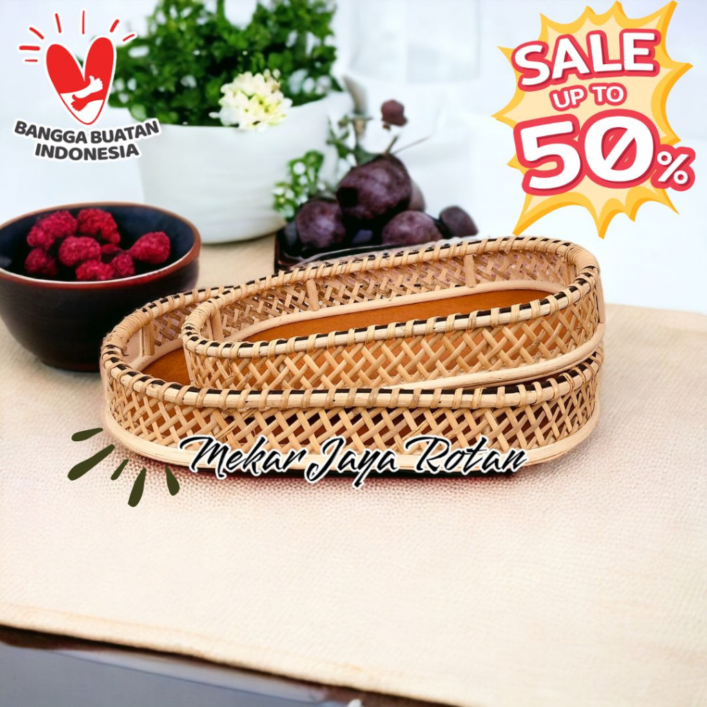 Jual Nampan Saji Rotan Oval - Tray Rotan Asli - Baki Anyaman Rotan ...
