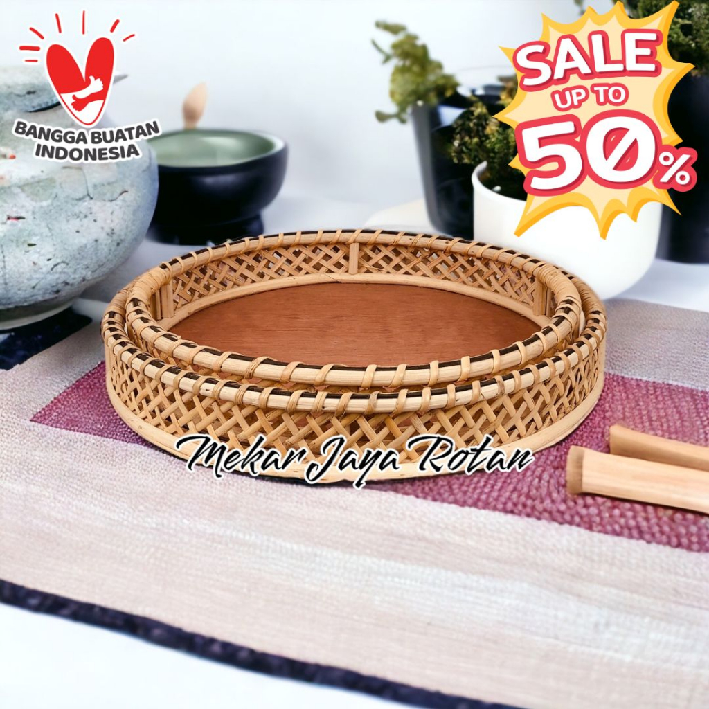 Jual Nampan Saji Rotan Bulat - Tray Rotan Asli - Baki Anyaman Rotan ...