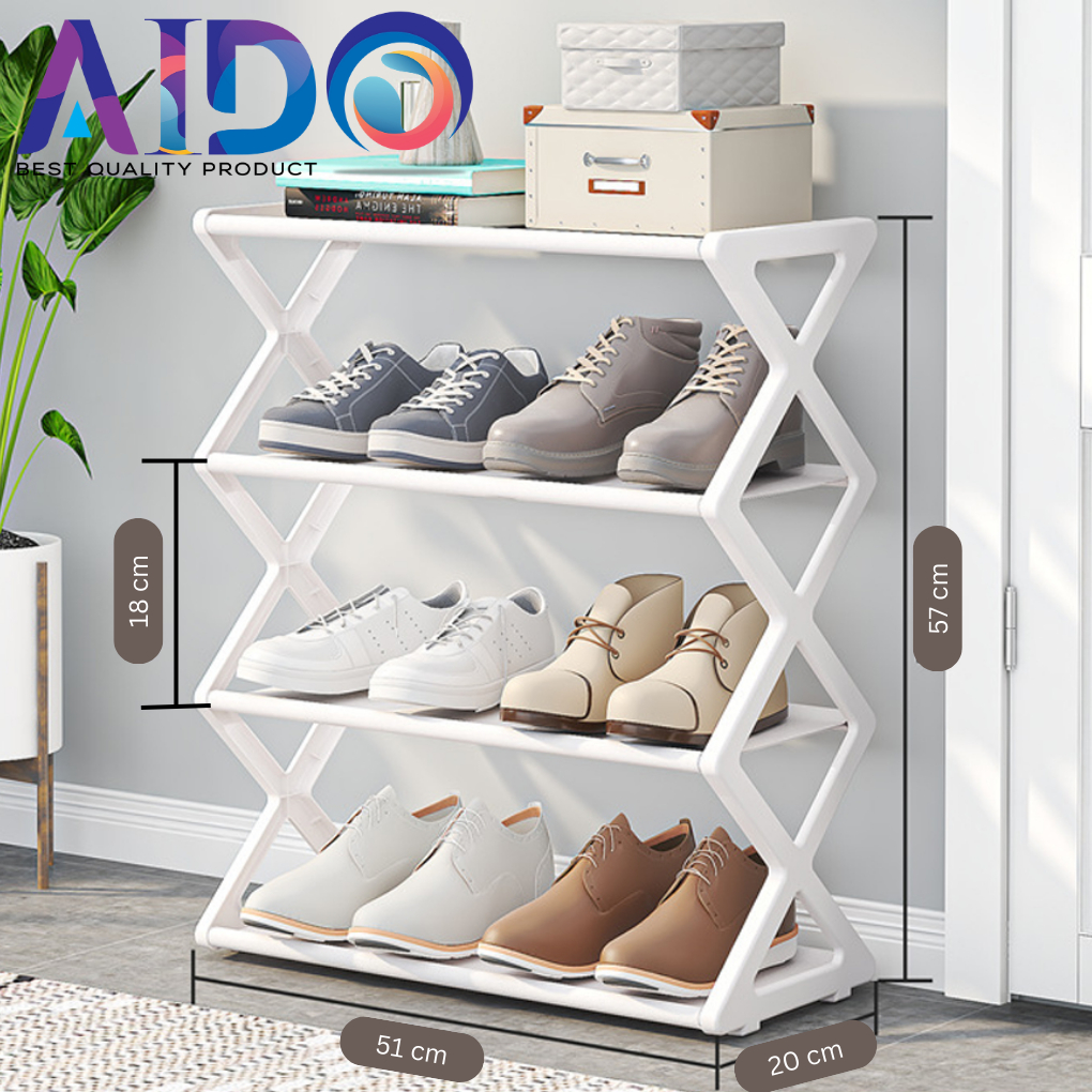 Jual Rak Sepatu Portable 4 Susun Tempat Sepatu Sandal Serbaguna ...