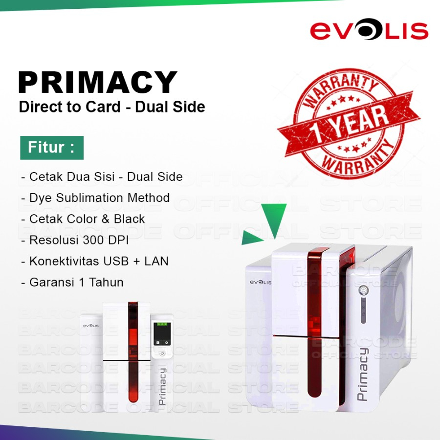 Jual ID Card Printer Evolis Primacy Duali Encoder Cetak Kartu PVC Dua ...