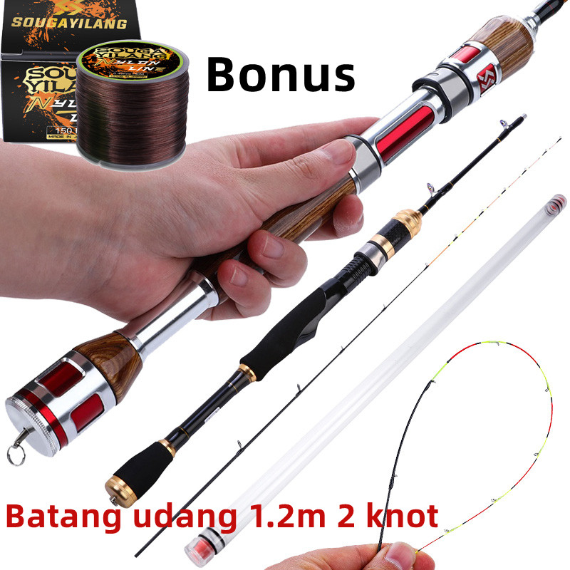 Jual Sougayilang joran pancing udang 1.2m 2 bagian gagang pancing kayu ...