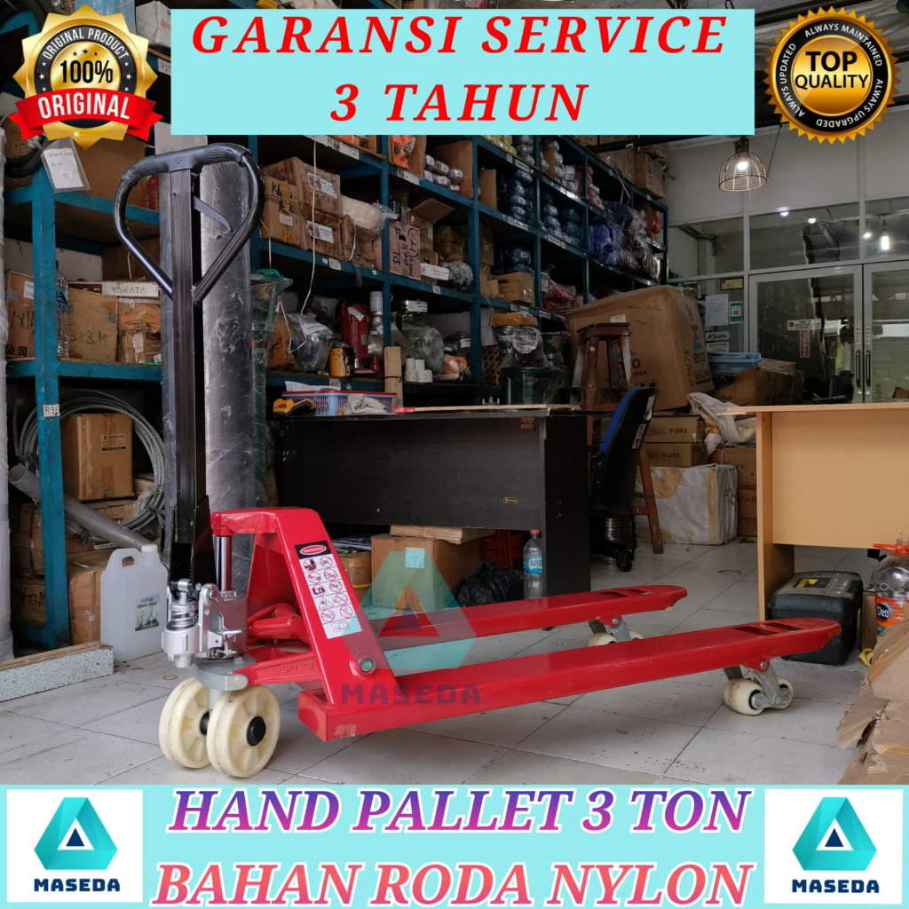 Jual HandPallet Truck 3 Ton Hand Stacker lift 3000KG Roda Nylon Merk ...