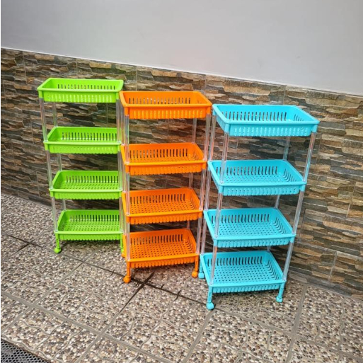 Jual RAK PLASTIK SUSUN 4 SERBAGUNA RODA/ RAK BUMBU / RAK KOSMETIK / RAK ...