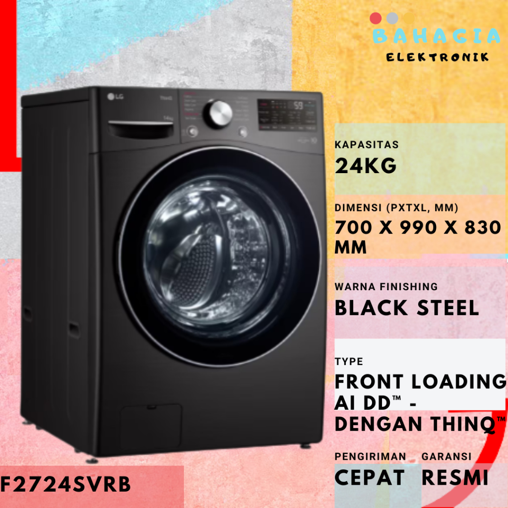 Jual LG F2724SVRB 24kg, Front Loading dengan Steam - Inverter Direct Drive | Shopee Indonesia