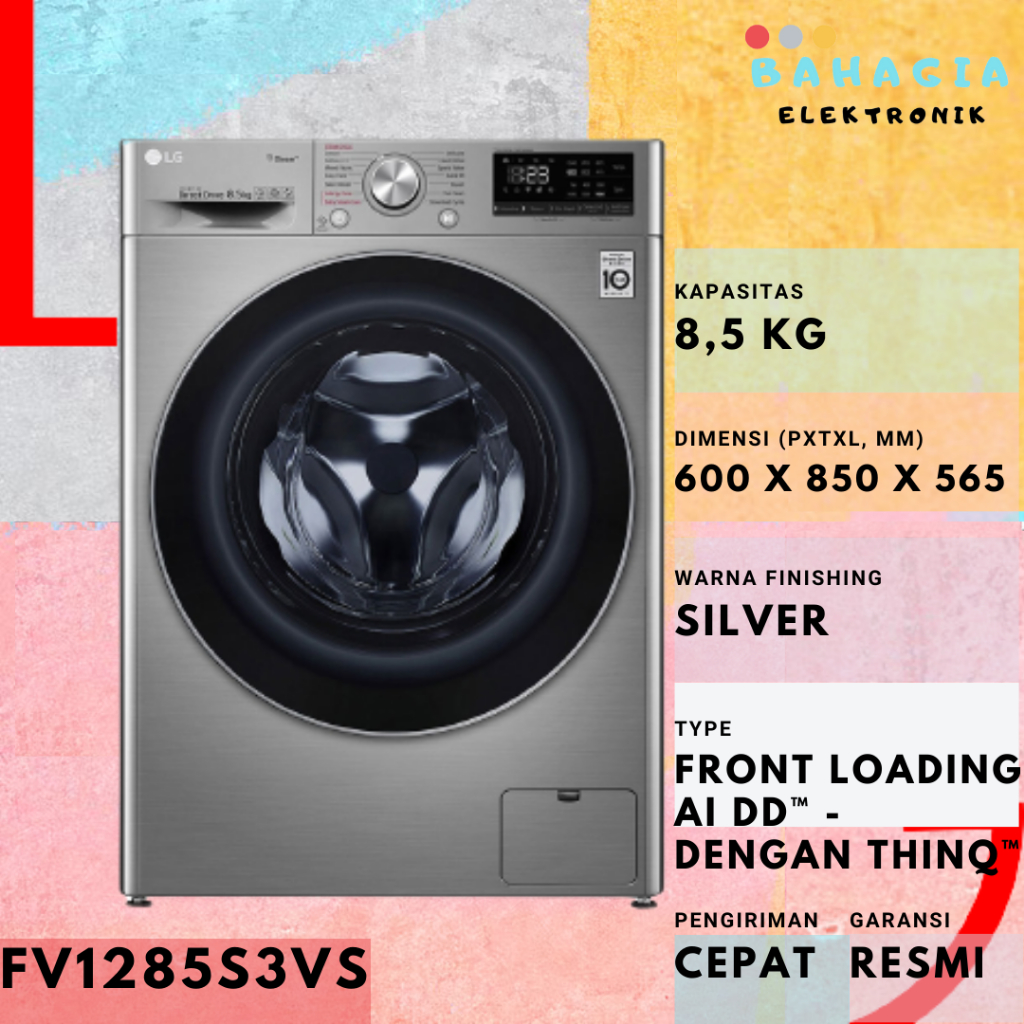 Jual LG FV1285S3VS Mesin Cuci Front Loading 8,5 Kg Inverter Direct ...