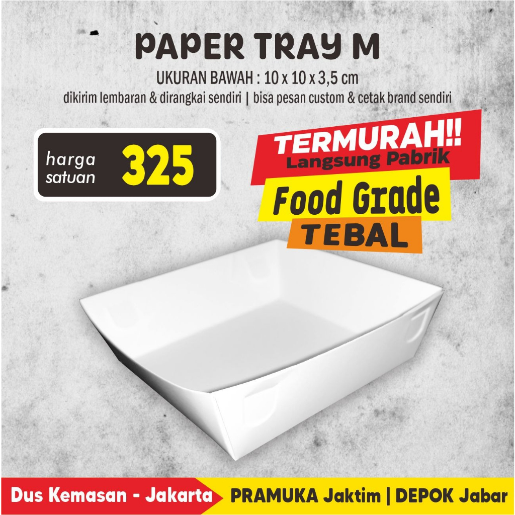 Jual Paper tray M 10 x 10 x 3.5 cm Foodgrade POLOS | Shopee Indonesia