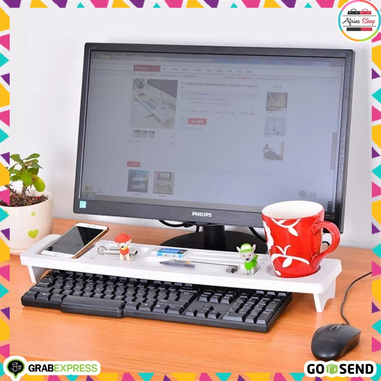 Jual Meja Monitor Mini Rak Keyboard Desktop Multifungsi 58 x 14 x 5 cm ...