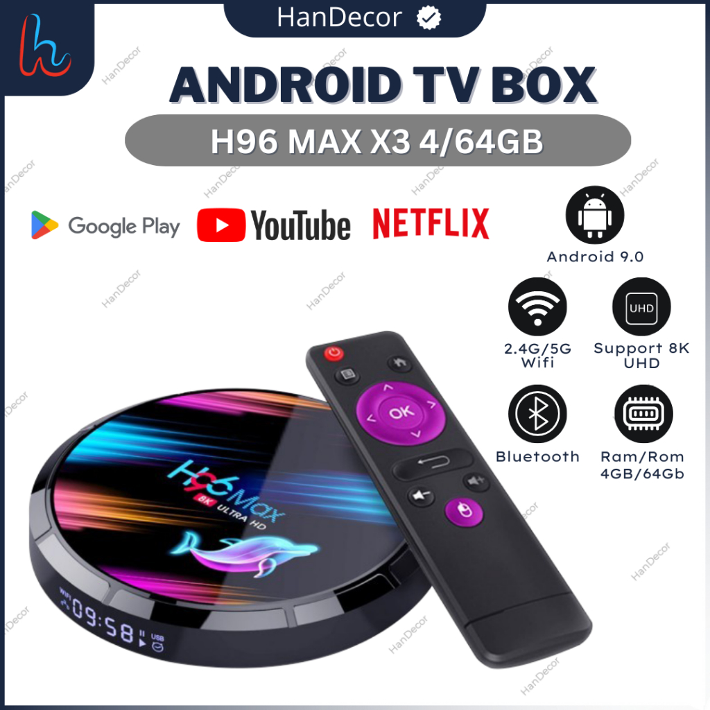 Jual TV Box H96 MAX X3 S905x3 4/64 Android TV Box Android 9.0 | Shopee Indonesia