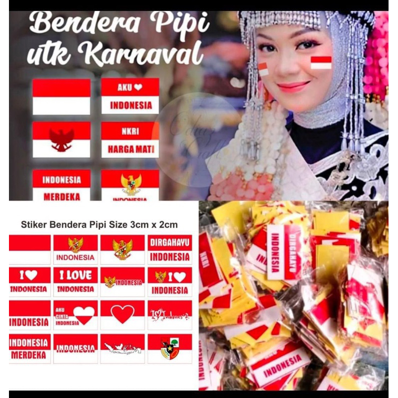 Jual Sticker Pipi Merah Putih Bendera Pipi Sticker I Love Indonesia ...