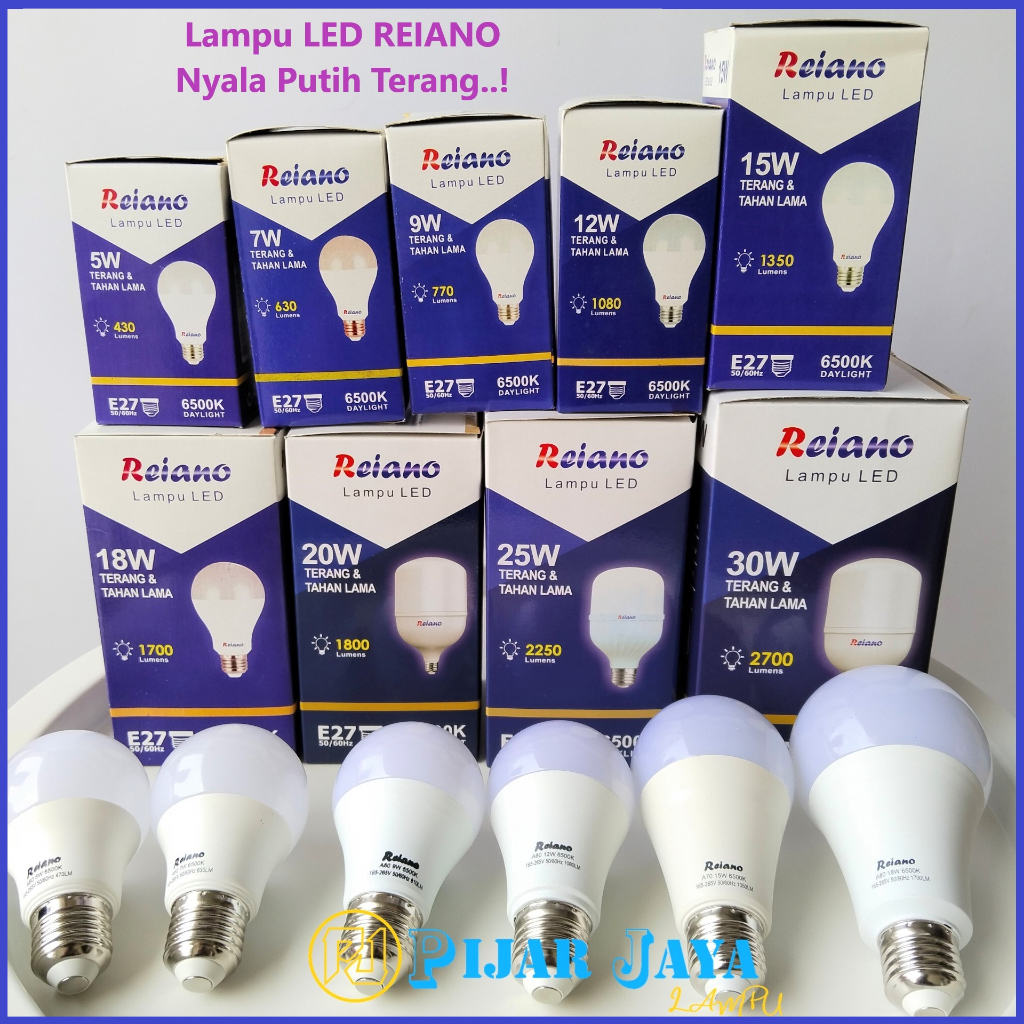Jual Lampu LED Rumah REIANO 5 7 9 12 15 18 Watt Bohlam LED Bulb 5W 7W ...