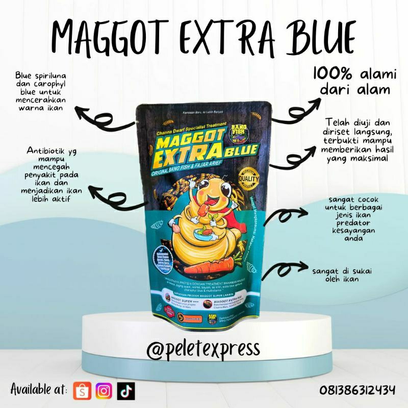 Jual MAGGOT EXTRA BLUE 50GR POUCH BANGFISH AQUATIC X FAJAR ARIEF ...