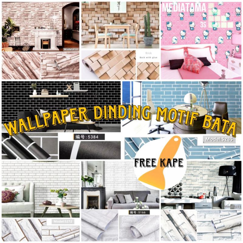 Jual Wallpaper Dinding Motif Bata Ukuran 45 Cm x 10 Meter | Shopee ...
