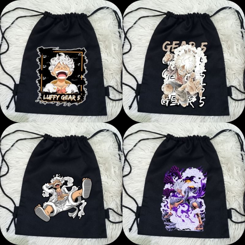 Jual Tas Tali Serut Hitam Luffy Gear 5 One Piece Kanvas Premium ...
