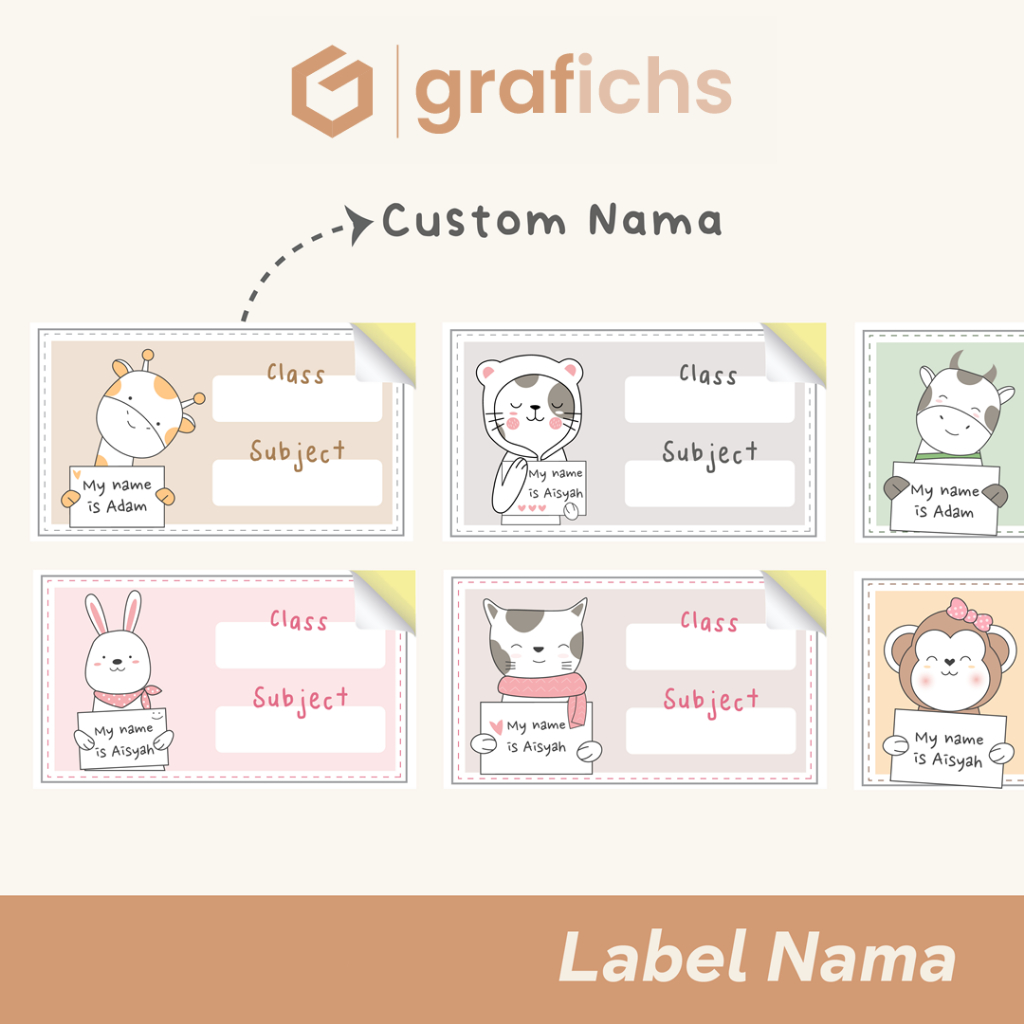 Jual [20 pcs] Stiker Label Custom Nama Buku Sekolah Anak by Grafichs ...