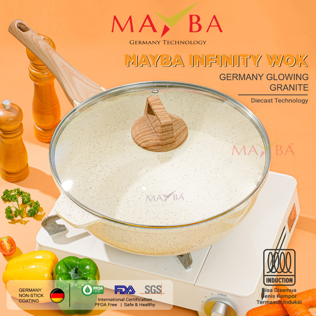 Jual MAYBA GERMAN WOK PAN 30 CM INFINITY | Panci Creme Marbel Granite ...