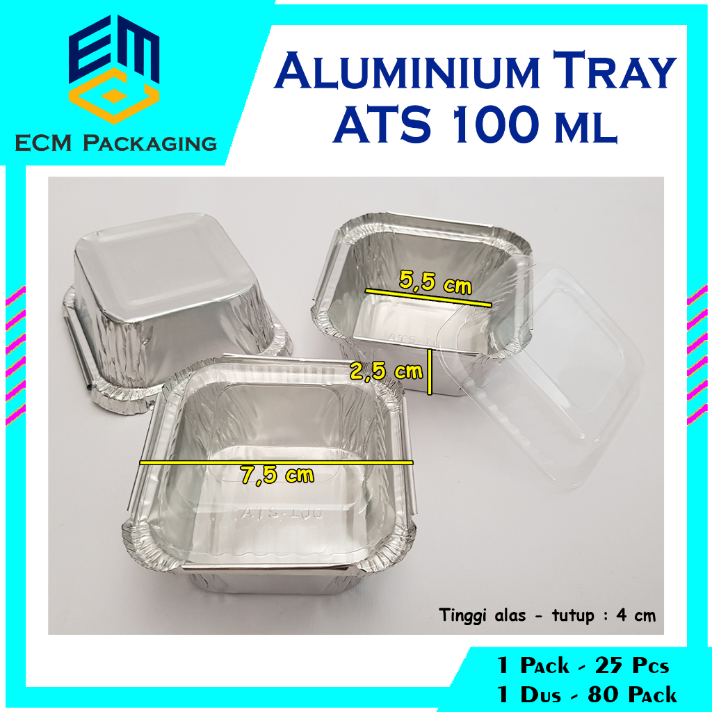 Jual Aluminium Foil Tray ATS 100 ml / Aluminium Foil Cup / Kotak Aluminium Tray + TUTUP 25pcs ...