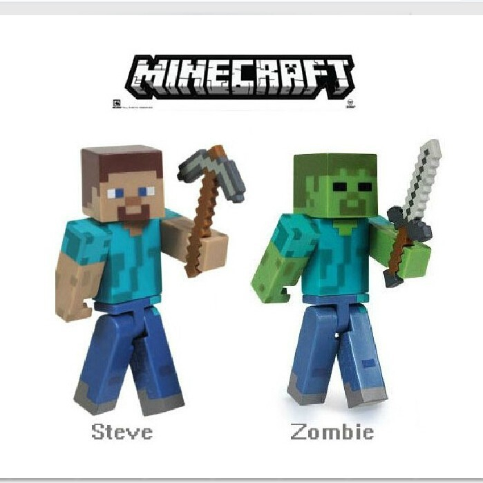 Jual Figure Minecraft Building Blocks Steve Zombie 7 cm set 2 pcs ...