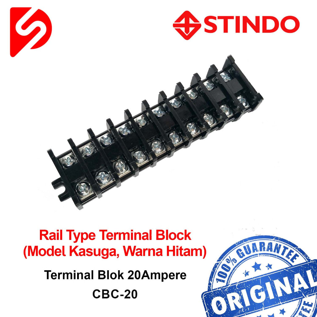Jual Terminal Block CBC-20 Model Kasuga Hitam Rail 2Fungsi STINDO ...