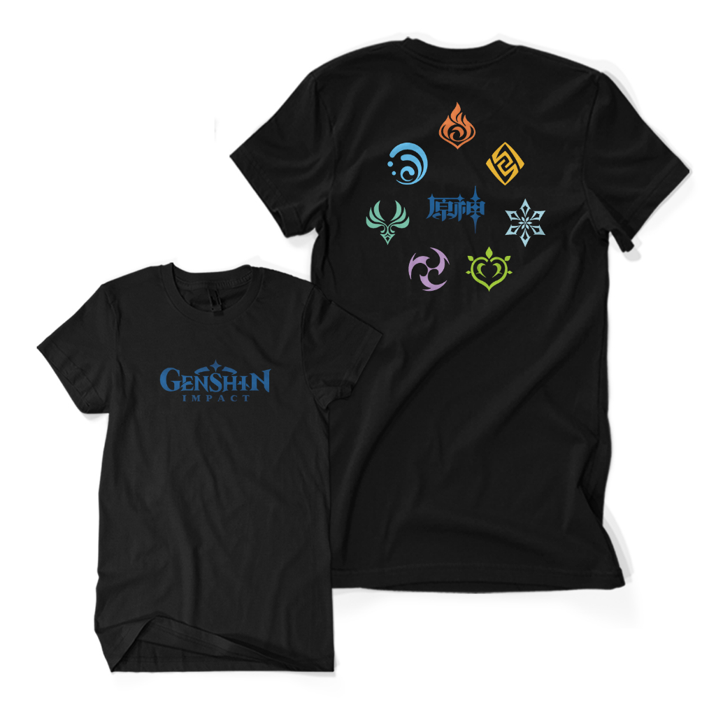 Jual Kaos Distro Premium GENSHIN IMPACT ELEMENTS - Baju Game Gamer ...