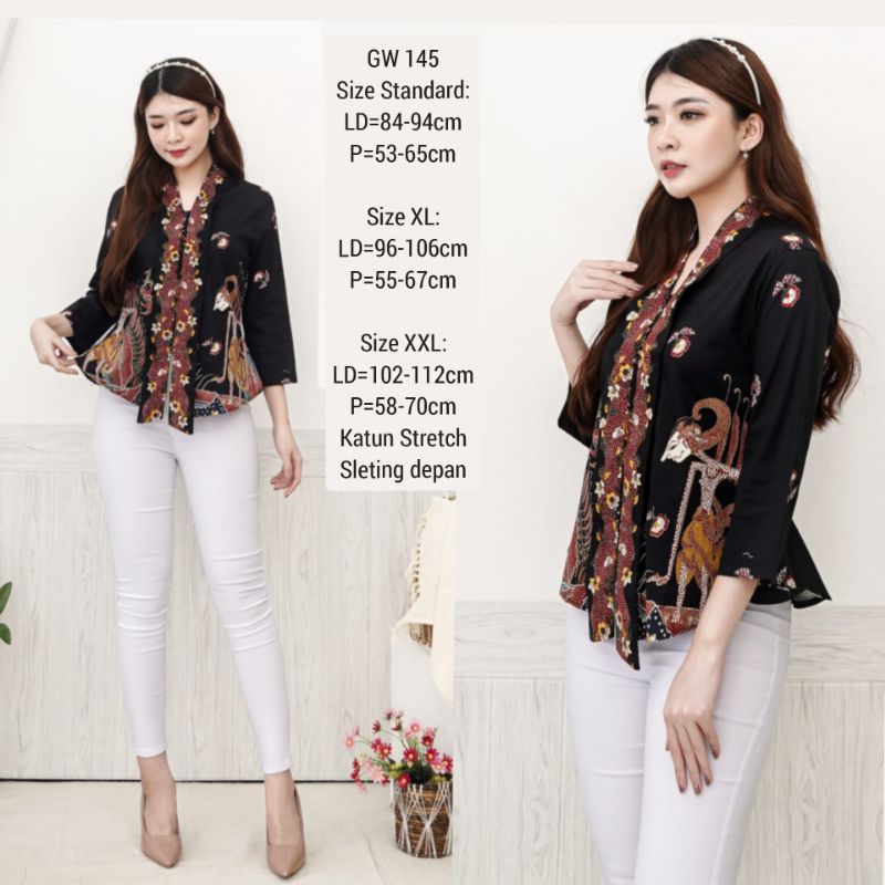 Jual Blouse Sahara Batik 145 Atasan Kerja Kantor Wanita Busui Murah