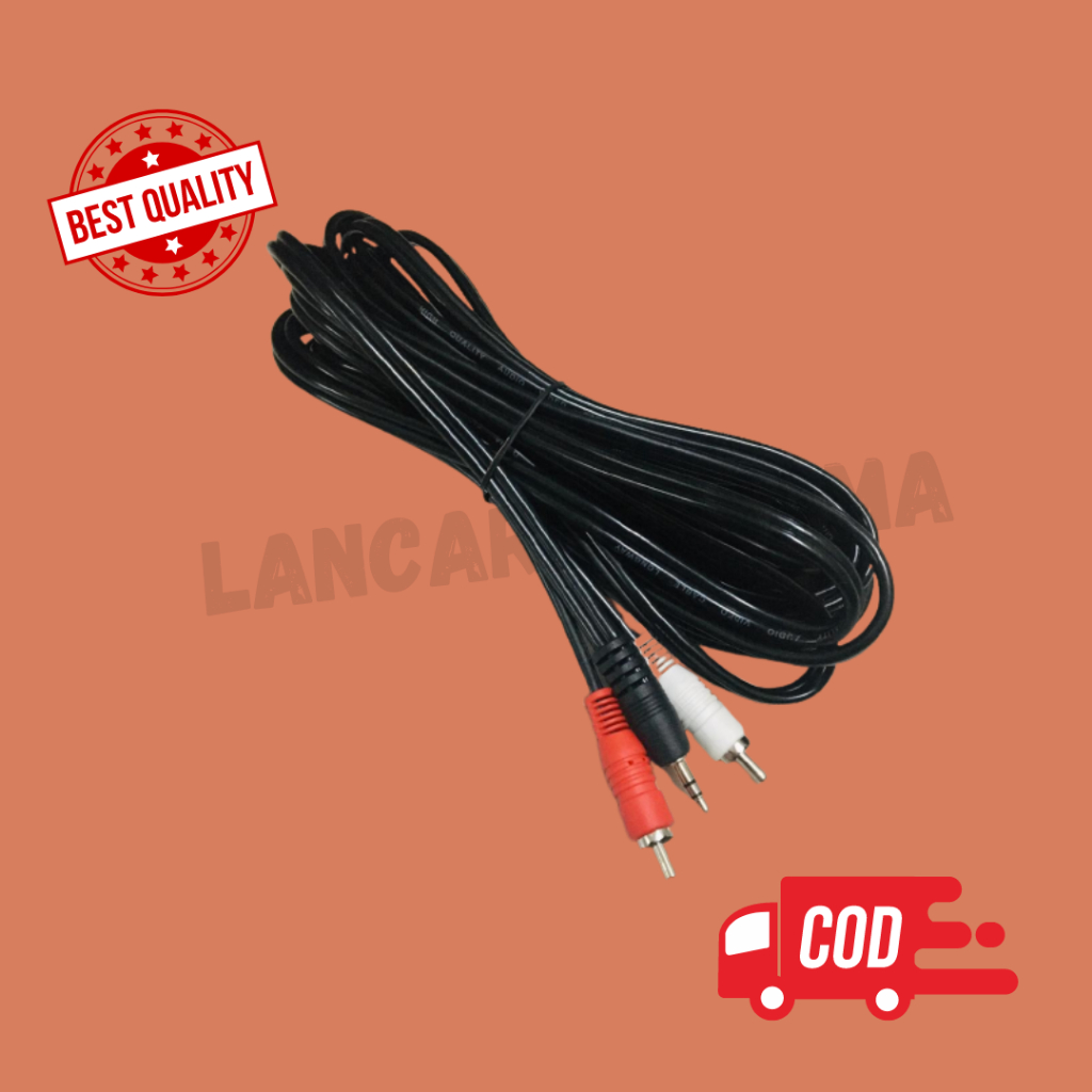 Jual KABEL RCA / JACK/JECK/JEK RCA 3R-3R,2R-2R,3.5R-2R 5M HITAM LONGWAY | Shopee Indonesia