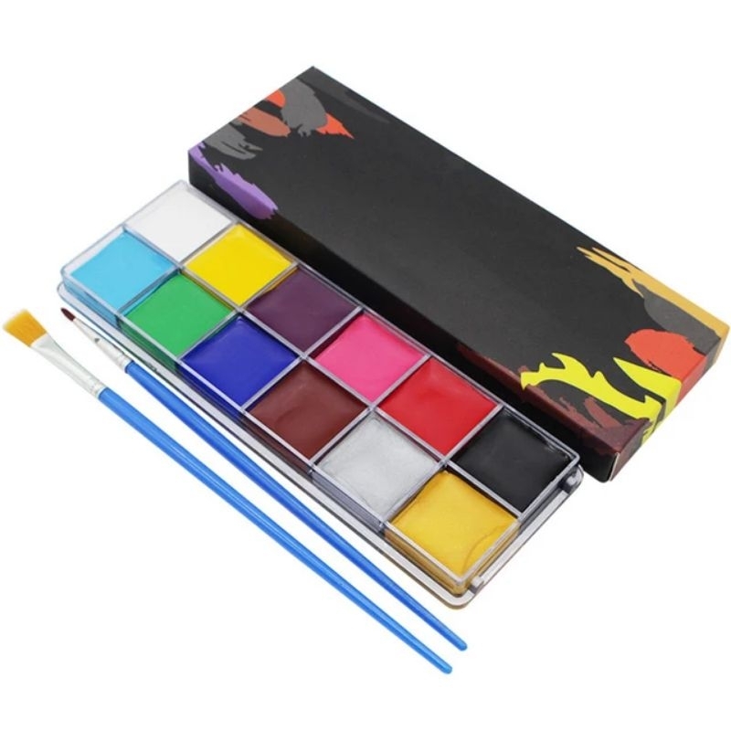 Jual Grosir Face Painting Set 12 Warna Free 2 Kuas Riasan Wajah Tubuh ...