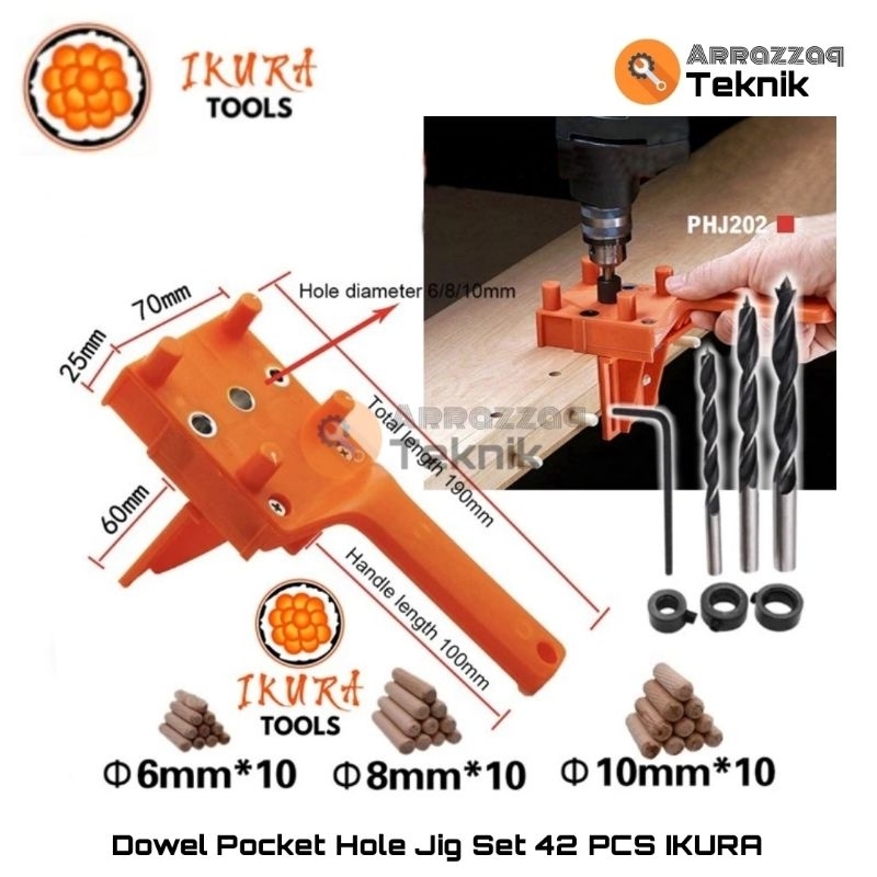 Jual Dowel Pocket Hole Jig Set 42 PCS - Patokan Bor Sambungan Lubang ...