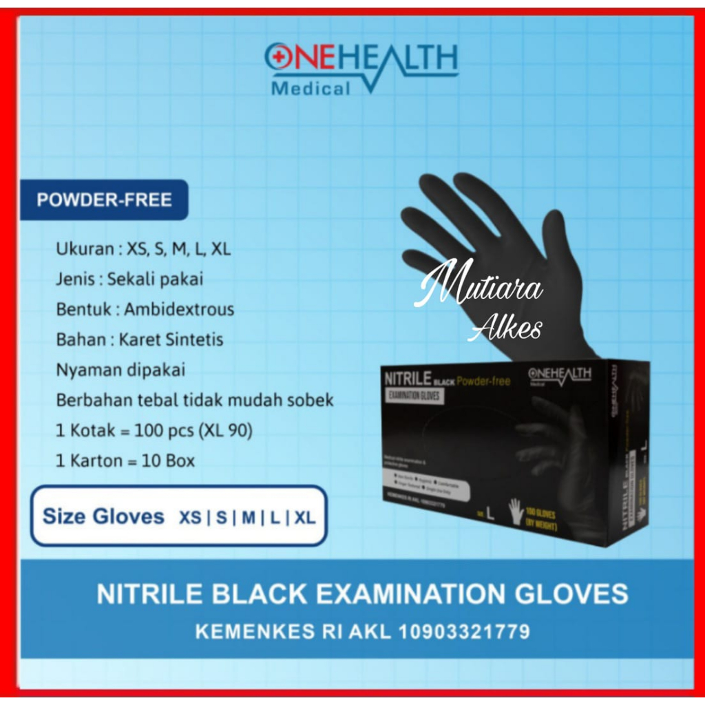 Jual (MUTIARA ALKES) NITRILE HITAM / Sarung Tangan Nitril Hitam ...