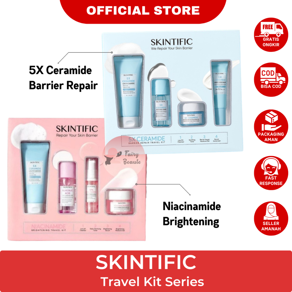 Jual SKINTIFIC 5X Ceramide Travel Kit Skincare Paket Moisturizer ...