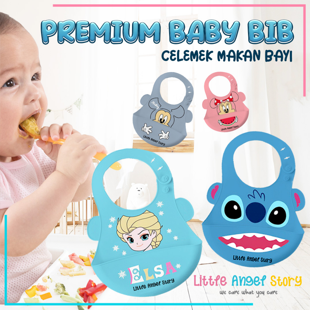 Jual BABY BIB Celemek Makan Bayi Slaber Silikon Anak Bibs Karakter ELSA ...