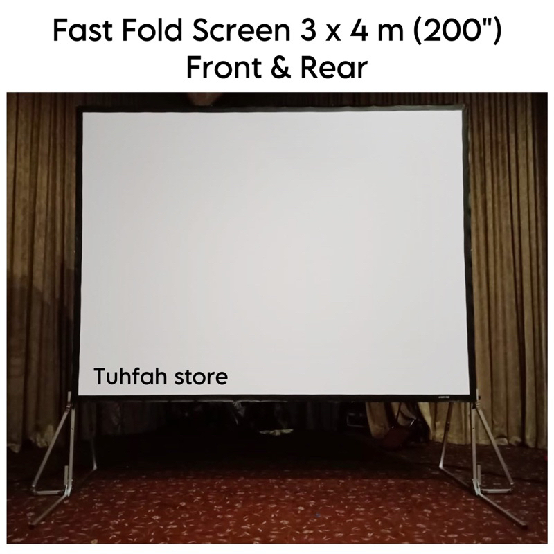 Jual Fast Fold Screen 3 x 4 m Baru Fastfold Combo 200 inch Front Rear ...