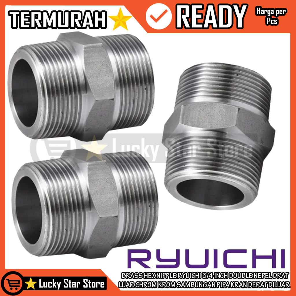 Jual Double Nepple Ryuichi 3/4’’ Inci Brass Hex Nipple Chrome Sambungan ...