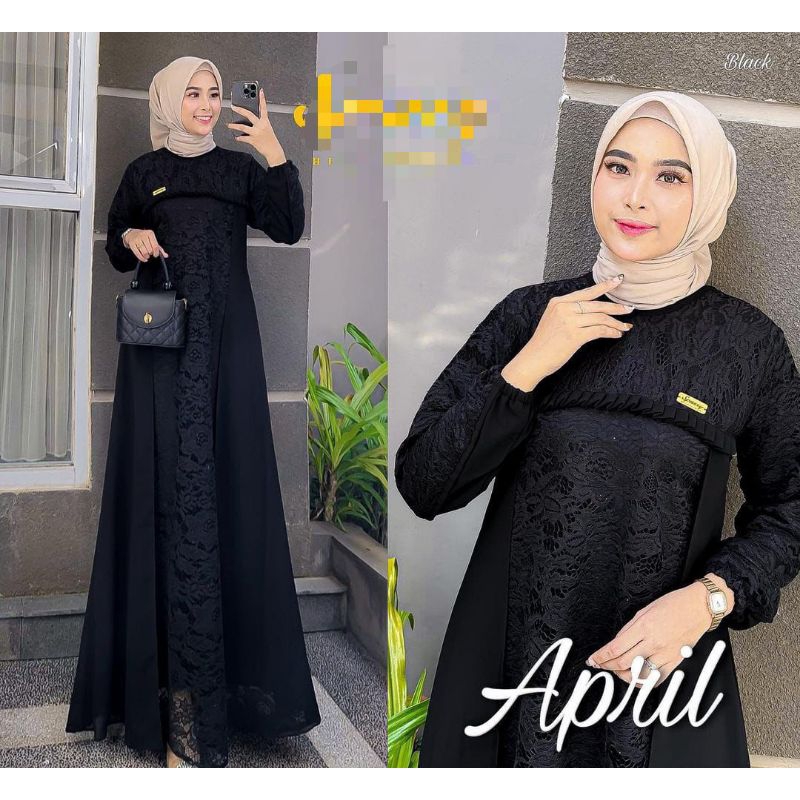Jual Gamis brukat april gamis hitam casual ukuran L XL XXL 3L 5L ...