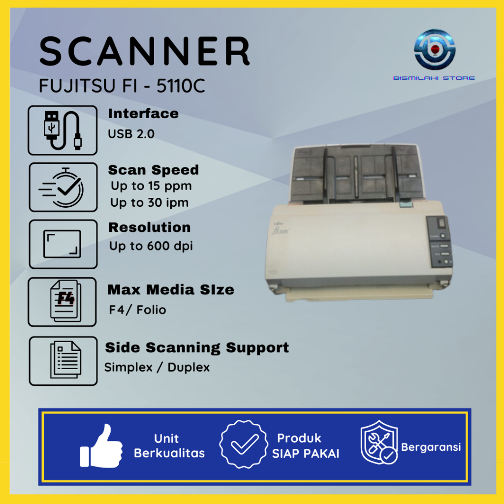 Jual Scanner F4 Fujitsu Fi-5110C Bisa Scan Kertas Ukuran Folio Atau ...
