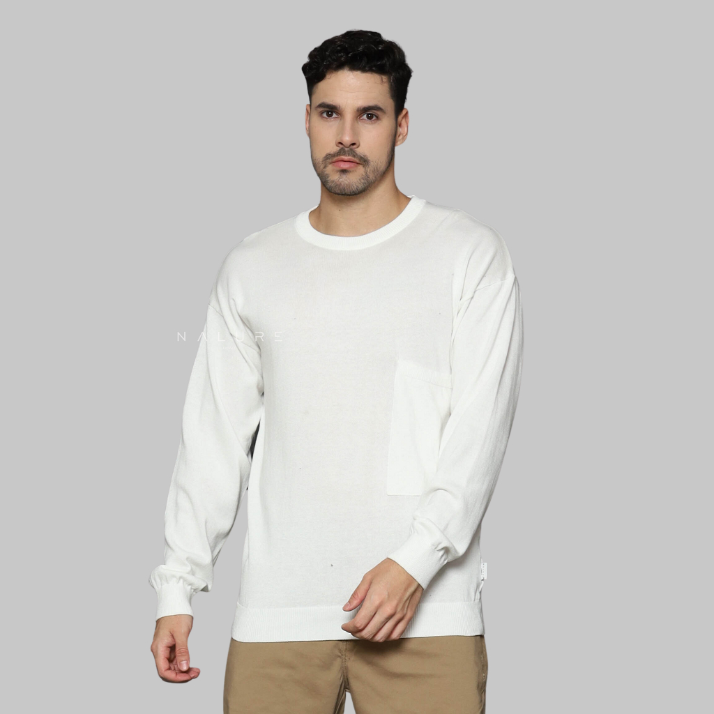 Jual Nalure Lucio Men Crew Neck Pocket Knitt | Atasan baju pria bahan ...