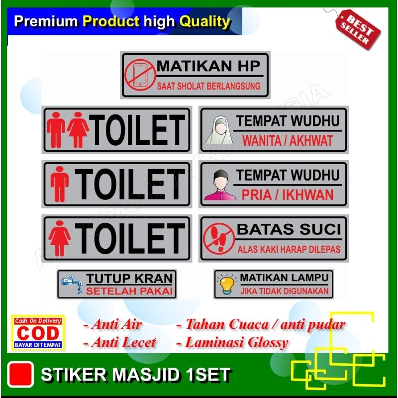 Jual Stiker perlengkapan masjid 1 set sticker ketertiban keamanan ...