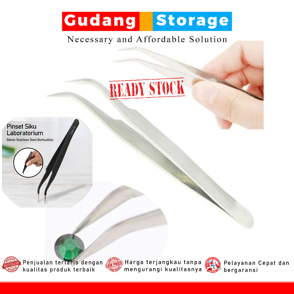 Jual [GSO] PINSET SIKU Laboratorium Pinset Serbaguna Pinset Model Lurus ...