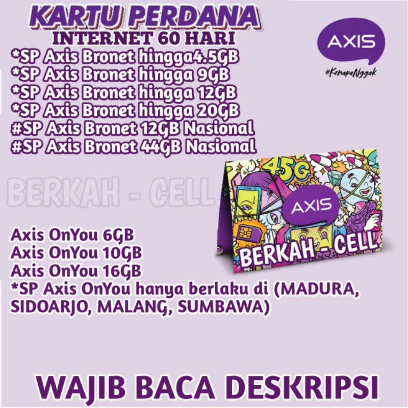Jual KARTU PERDANA INTERNET AXIS BRONET & AXIS OnYou 60hr(Wajib Baca Deskripsi) | Shopee Indonesia