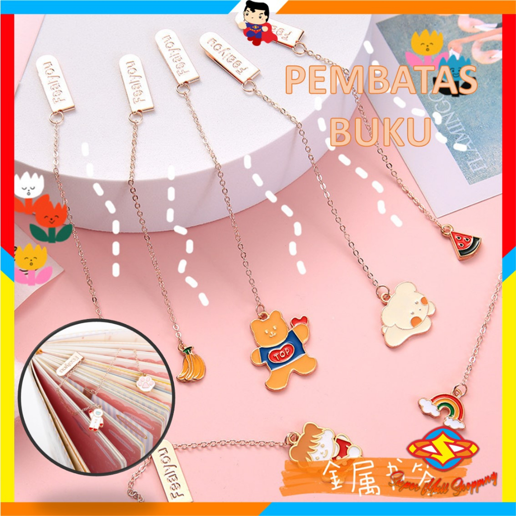 Jual SMS Pembatas Buku Karakter Cartoon Bookmark Paper Clip Besi Motif ...