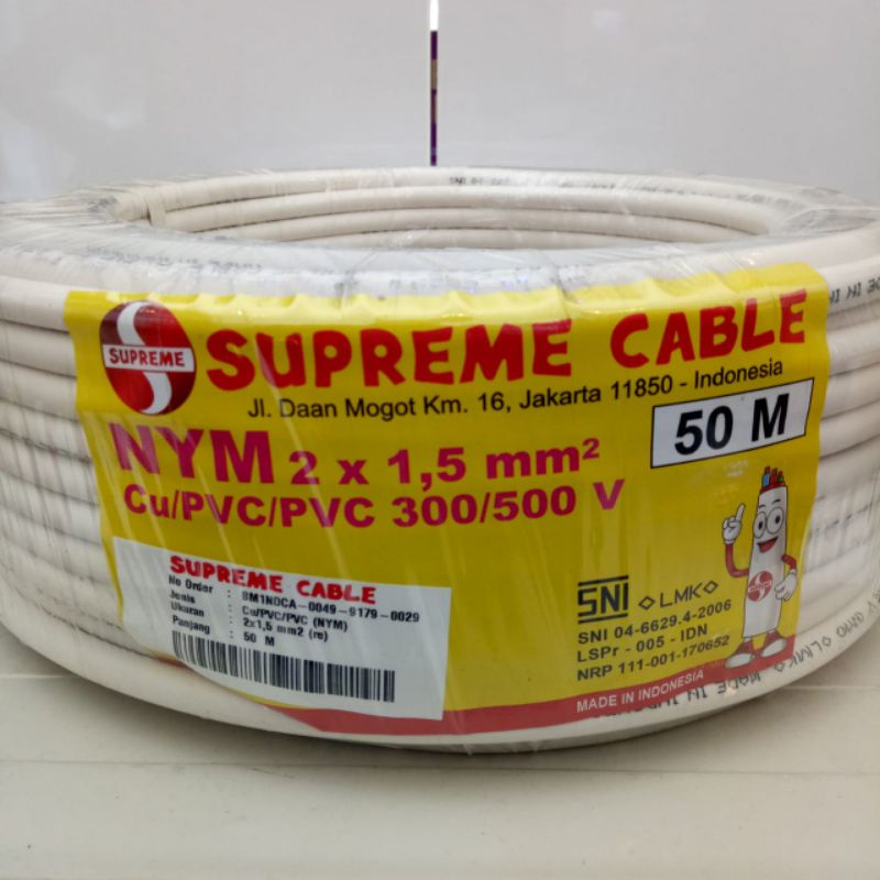 Jual Kabel Listrik NYM Supreme 2x1.5 50MTR ROLL Kabel Supreme NYM 2x1,5 50 Meter Per ROLL ...
