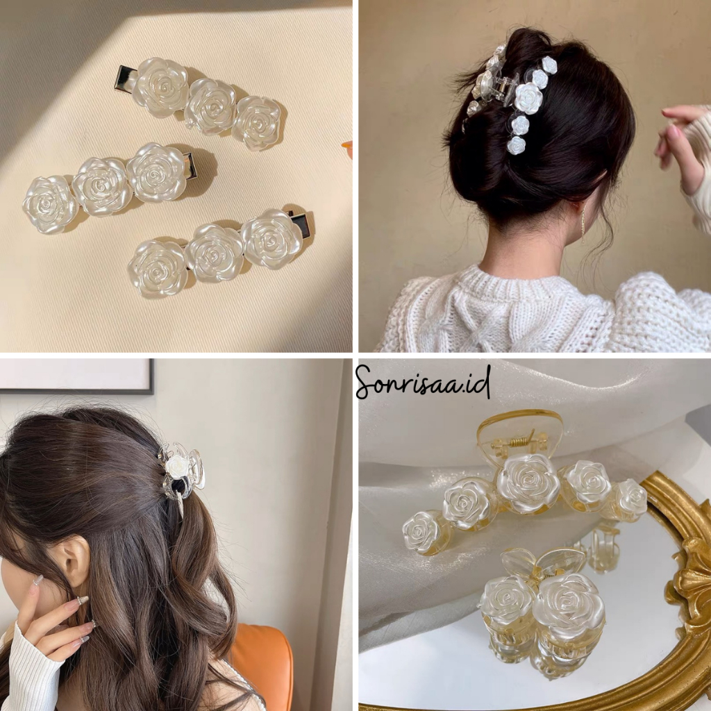 Jual Jepitan Rambut Korea Motif Bunga / Jepitan Besi Aesthetic / Korean ...