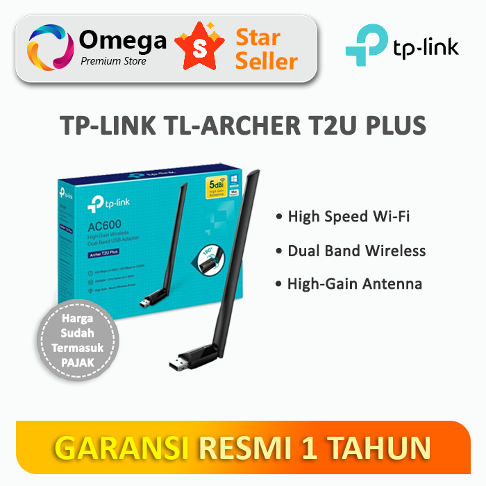 Jual TP-Link Archer T2U Plus AC600 High Gain Wireless Dual Band USB ...