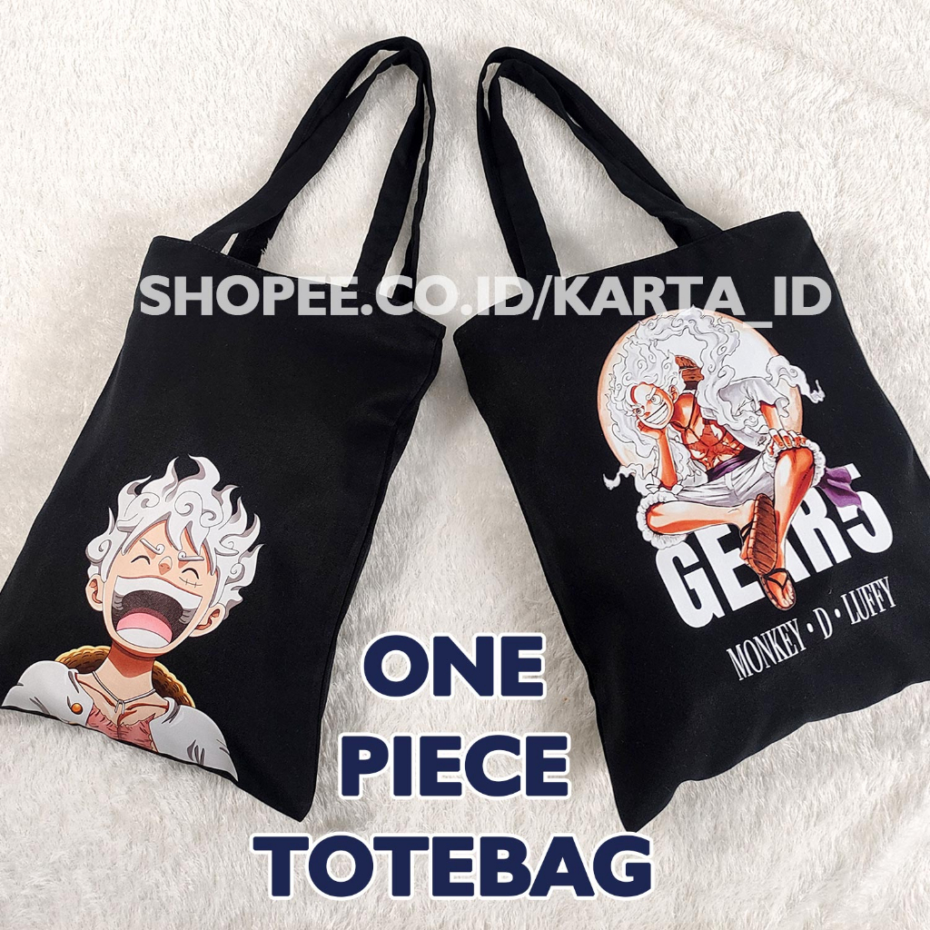 Jual Totebag Custom Hitam ONE PIECE Gear 5 SHP Kanvas Resleting Tebal Tas Tote bag Canvas ...